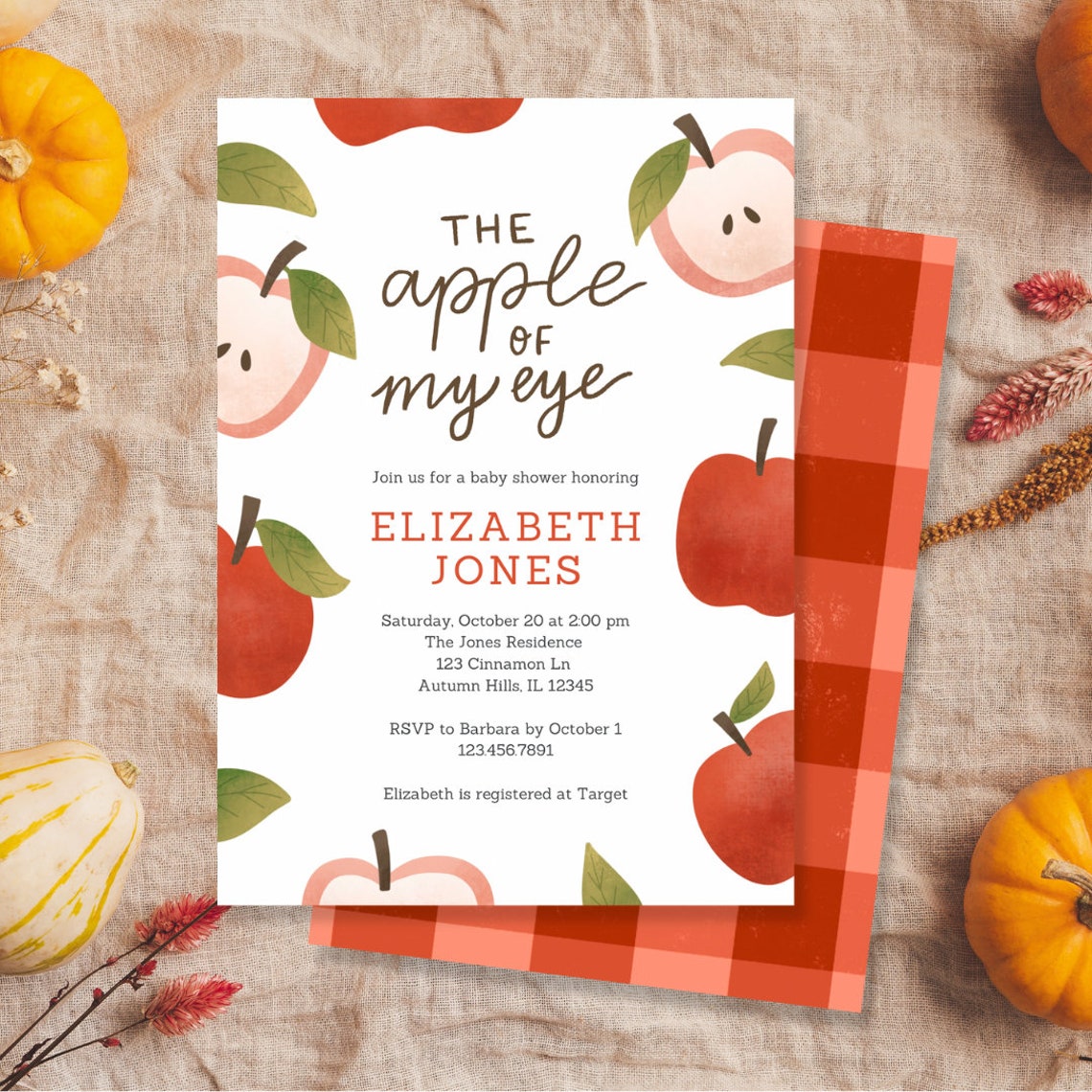 Fall Apples Baby Shower Invitation, Email Invite Template, Apple of My ...