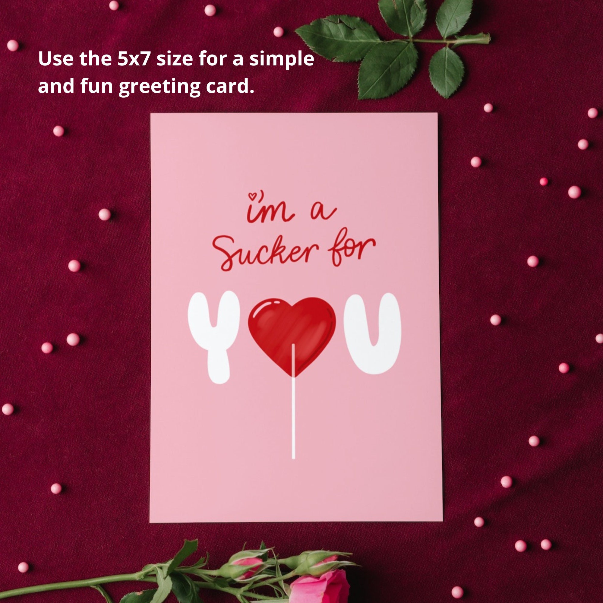 Valentines Day Sucker for You Print, Printable Wall Art, Pink and Red ...