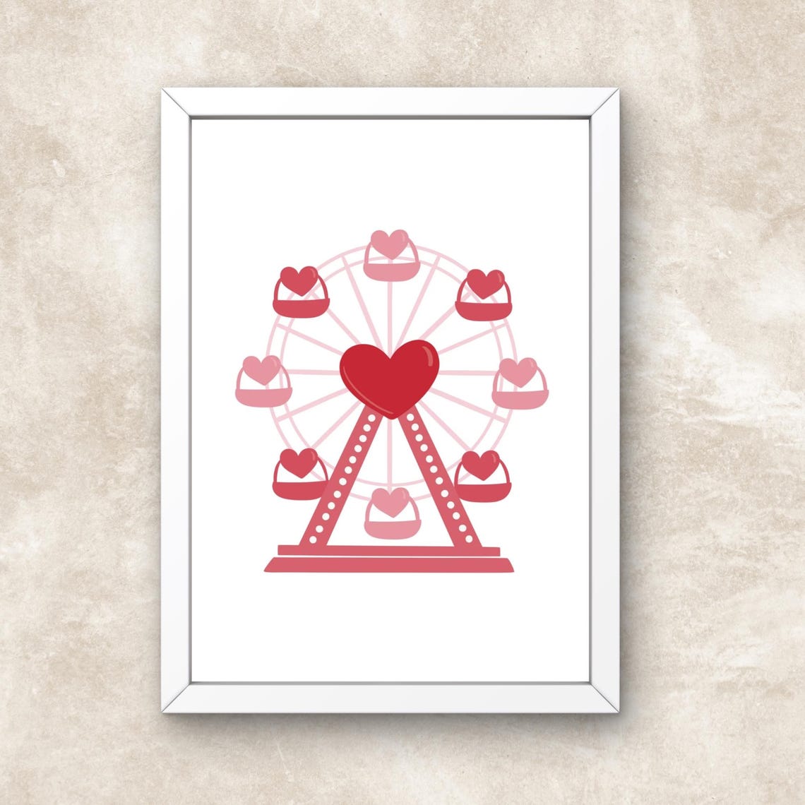 Printable Valentine Ferris Wheel Wall Art, Hand Drawn Home Decor ...