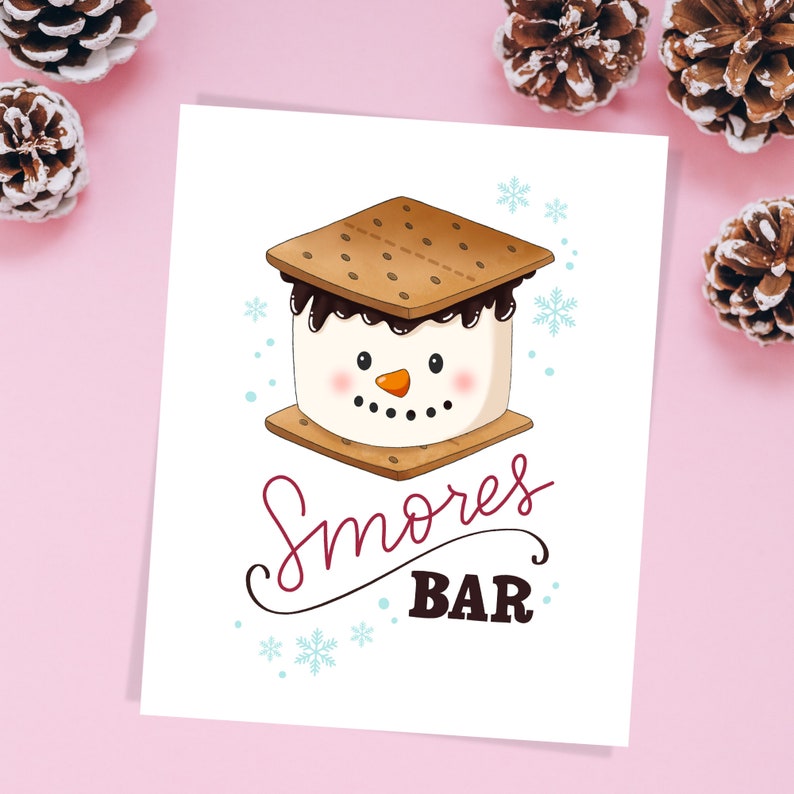 Printable Christmas Smores Sign, Winter Decor Print, Party Table Decor ...