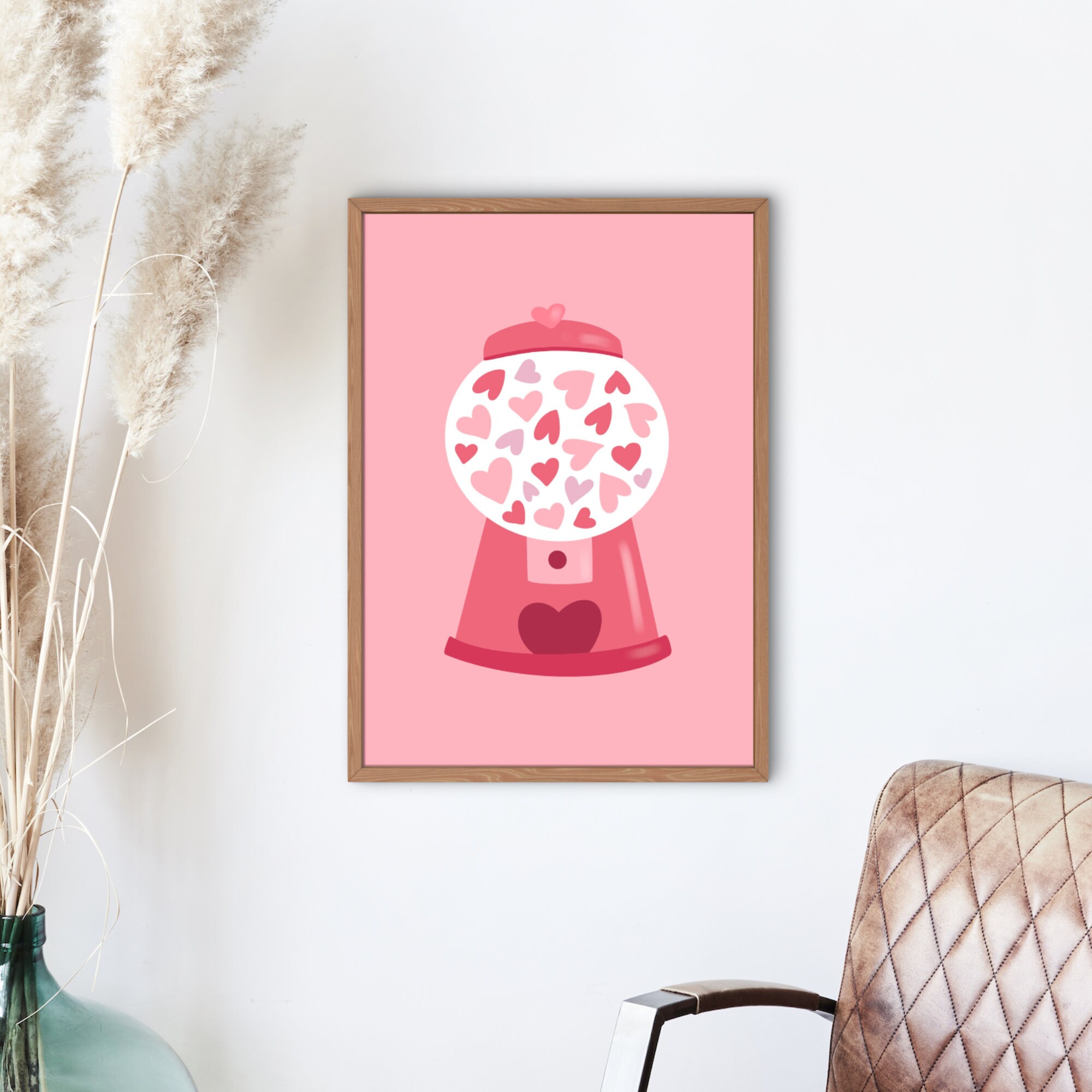 Heart Gumball Print, Printable Vday Wall Art, Gumball Machine, DIY ...