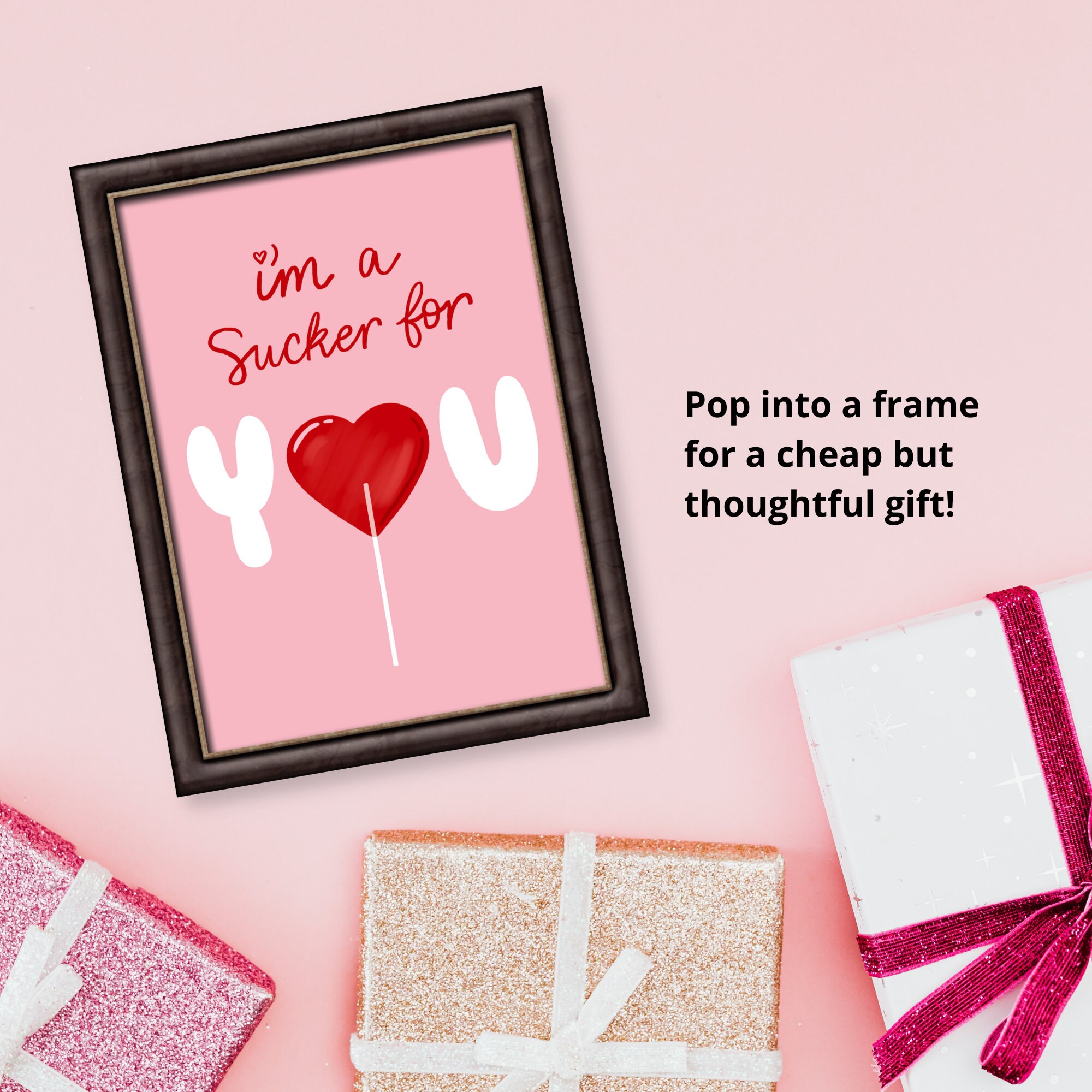 Valentines Day Sucker for You Print, Printable Wall Art, Pink and Red ...
