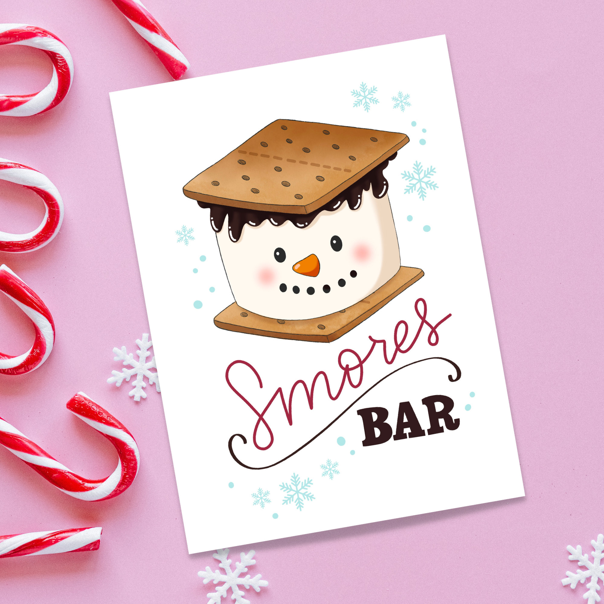 Printable Christmas Smores Sign, Winter Decor Print, Party Table Decor ...