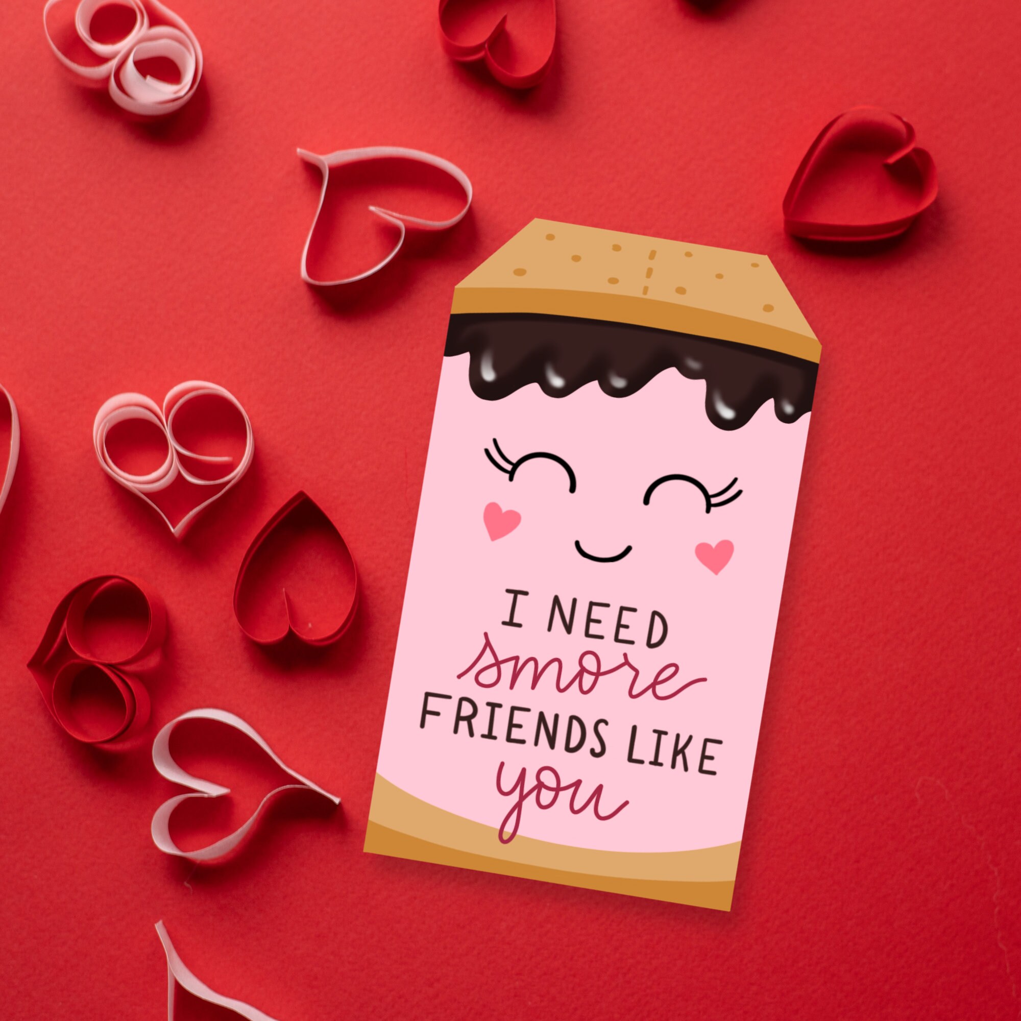 Pink Smores Printable Gift Tags, Valentines Day Instant Download, Class ...