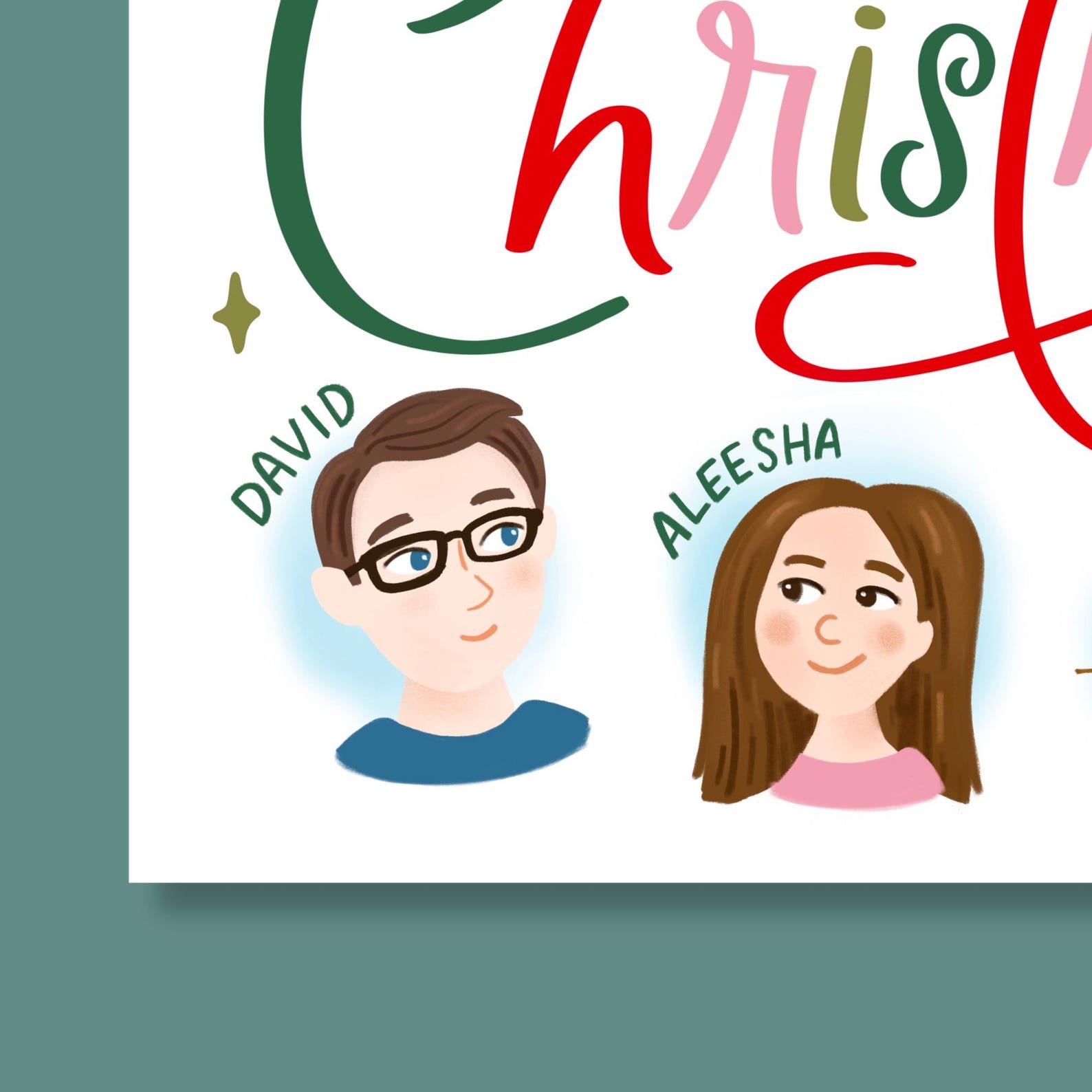 Custom Family Portrait Christmas Card, Printable Holiday Card ...