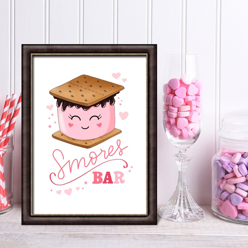 Pink Smores Bar Sign, Valentine's Day Decor (digital Download) - Etsy