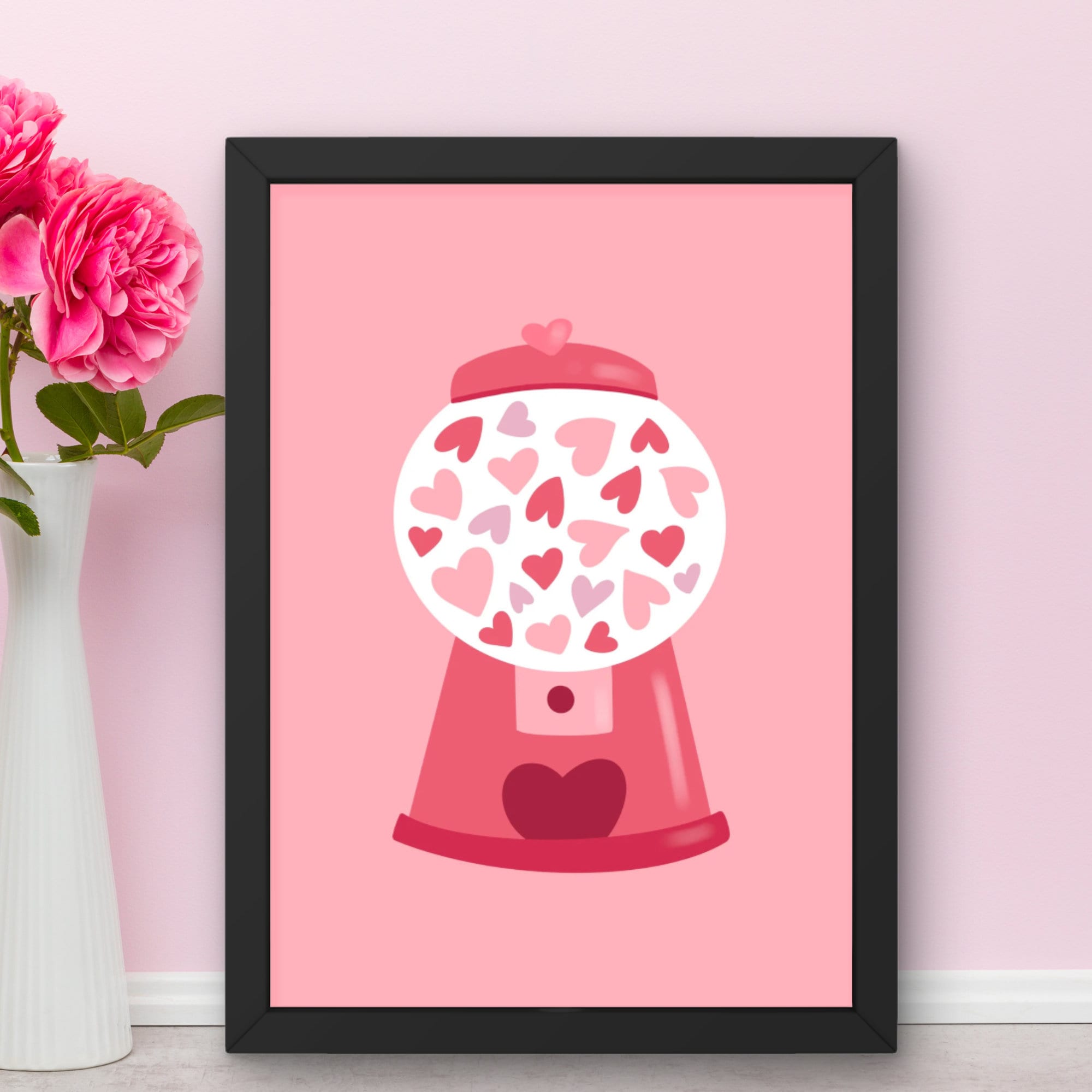 Heart Gumball Machine Print, Valentine's Day Wall Art (digital Download ...