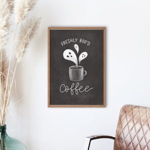 Freshly Boo'd Coffee Ghost Print, Halloween Chalkboard Art (digital ...