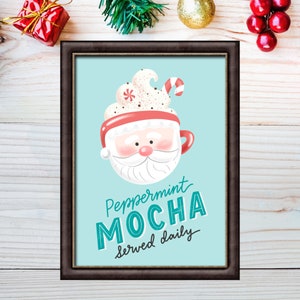 PRINTABLE Peppermint Mocha Sign Winter Decor Print Christmas - Etsy