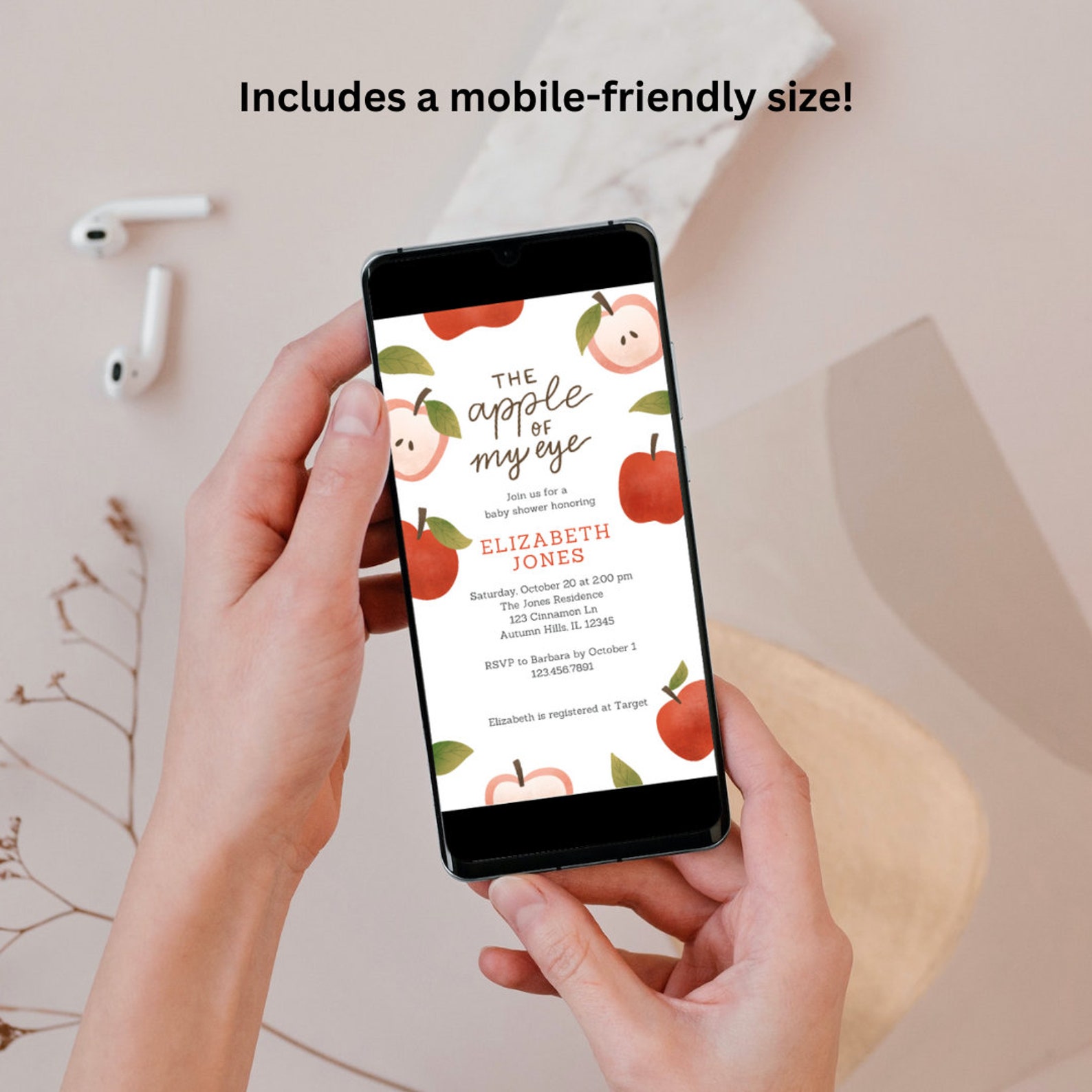 Fall Apples Baby Shower Invitation, Email Invite Template, Apple of My ...