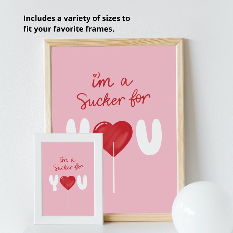 Valentines Day Sucker for You Print, Printable Wall Art, Pink and Red ...