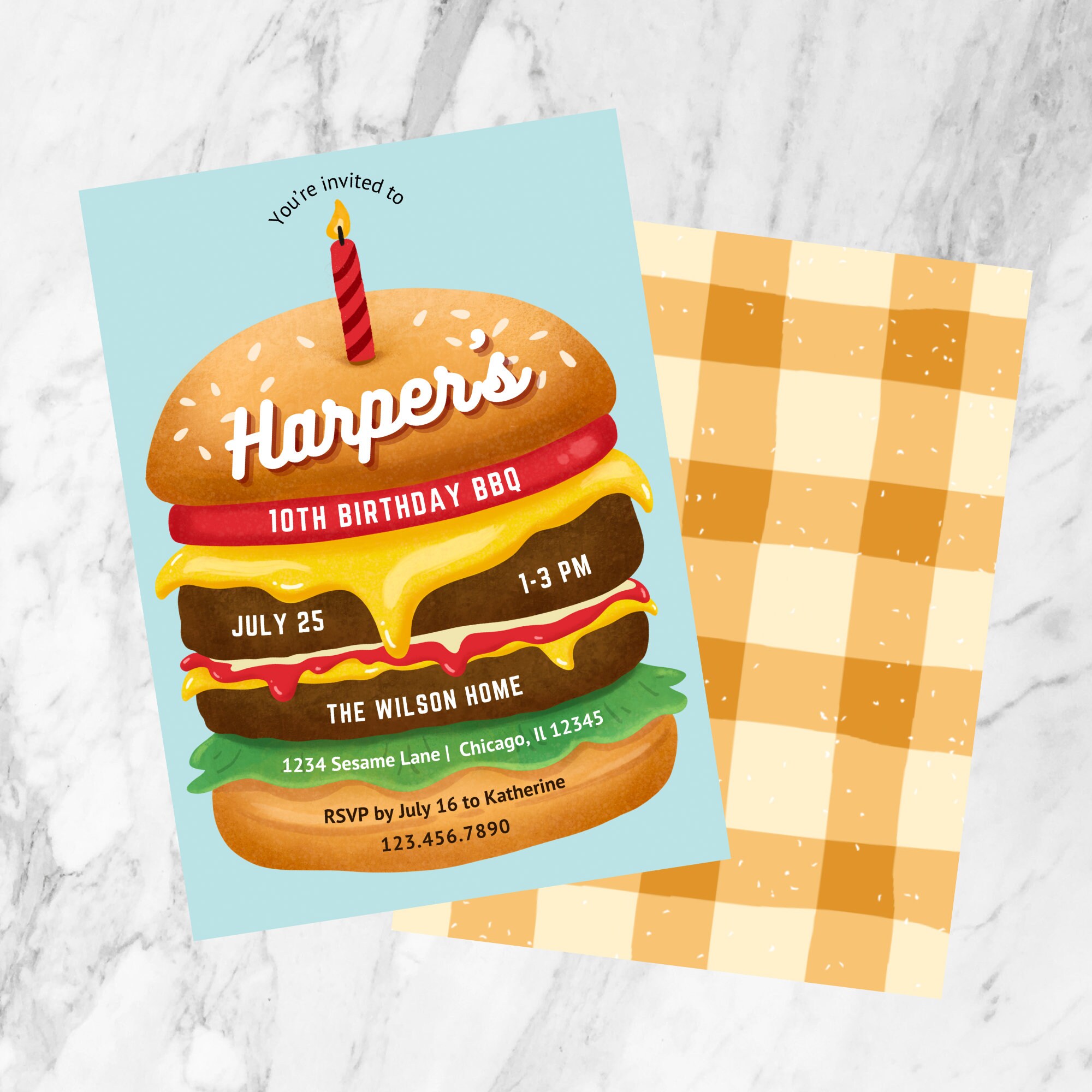 Cheeseburger Invitation, Kids Birthday, Editable Template, Email Invite ...