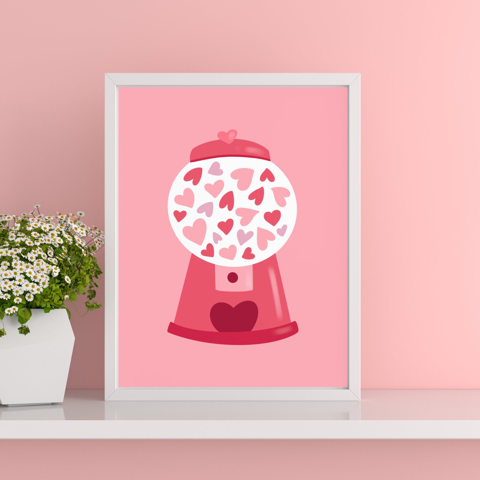 Heart Gumball Machine Print, Valentine's Day Wall Art (digital Download ...