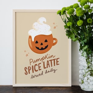PRINTABLE Pumpkin Spice Latte Sign, Fall Decor, Coffee Bar Decor, Wall ...