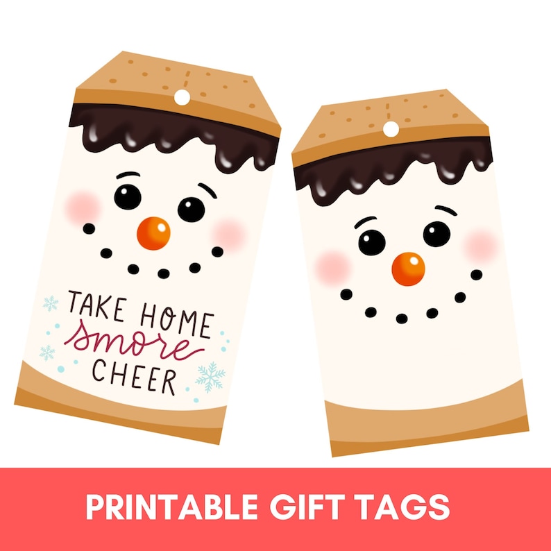 Smores Snowman Printable Gift Tags, Christmas Instant Download, Print ...