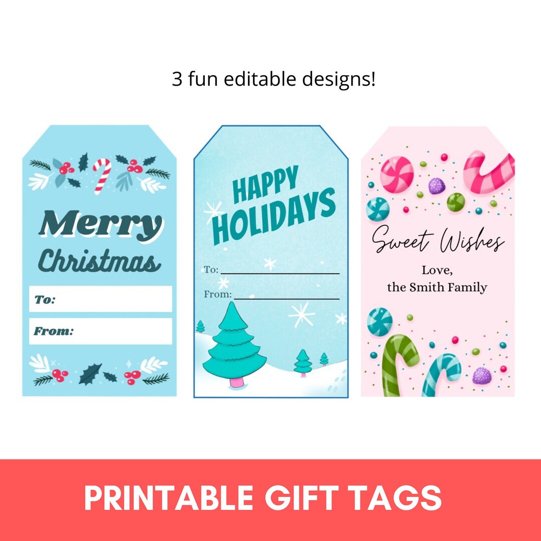 Printable Christmas Gift Tags, Holiday Tags, Instant Download, Print at ...