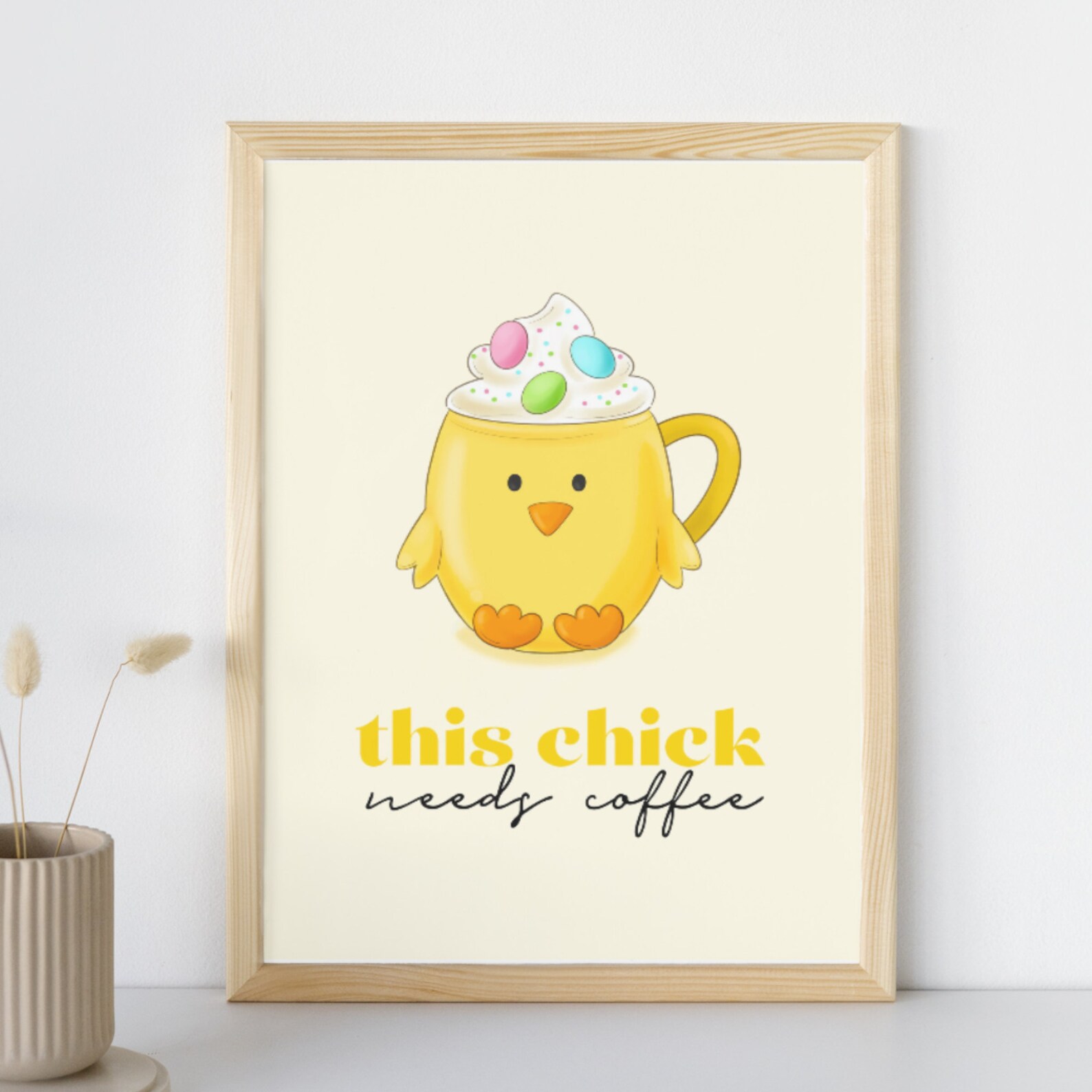 This Chick Needs Coffee Easter Print, Printable Easter Wall Art, DIY ...