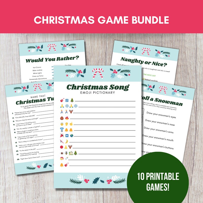 Printable Christmas Games - Etsy