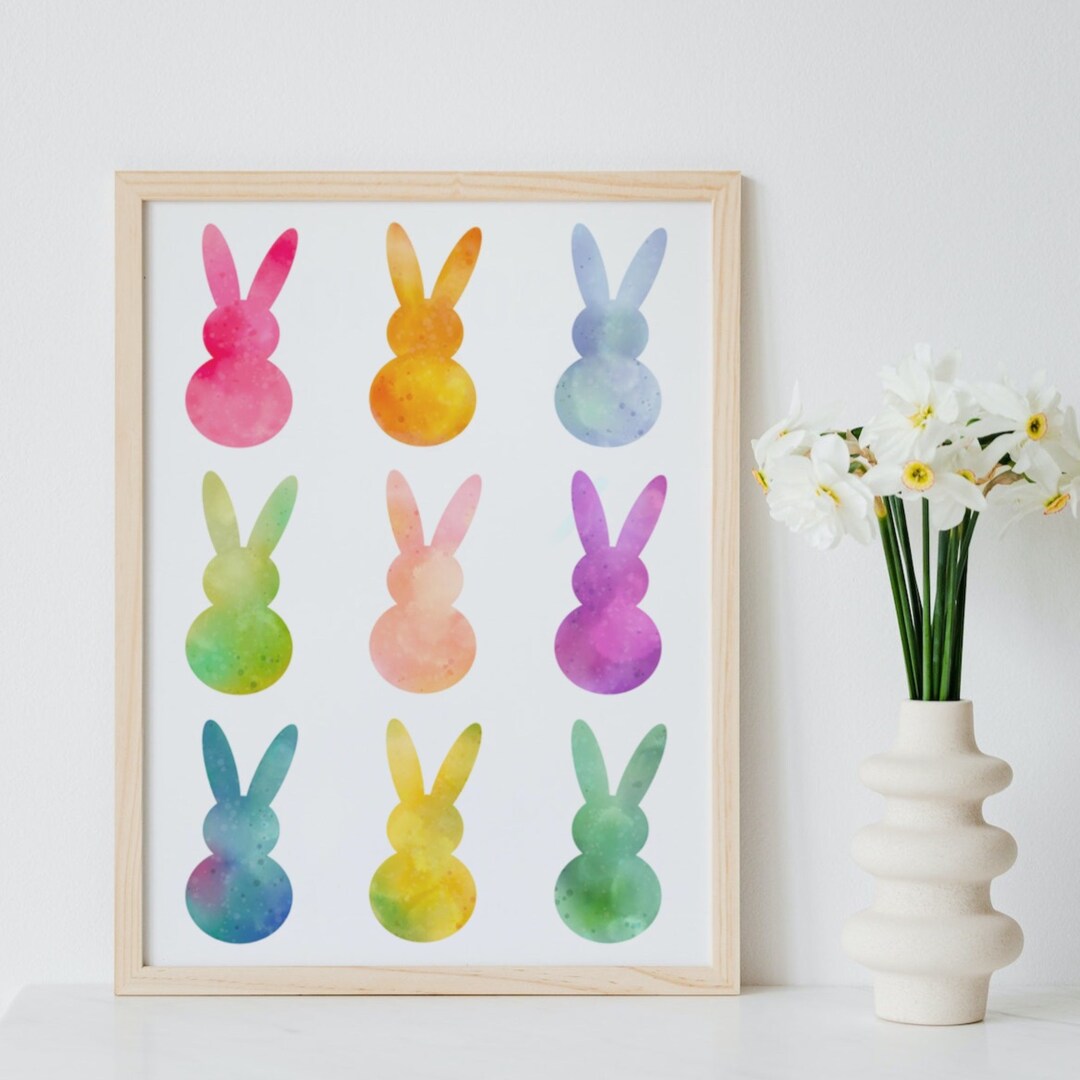 Easter Bunnies Print, Watercolor Bunny, Easter Decor, Playroom Prints ...