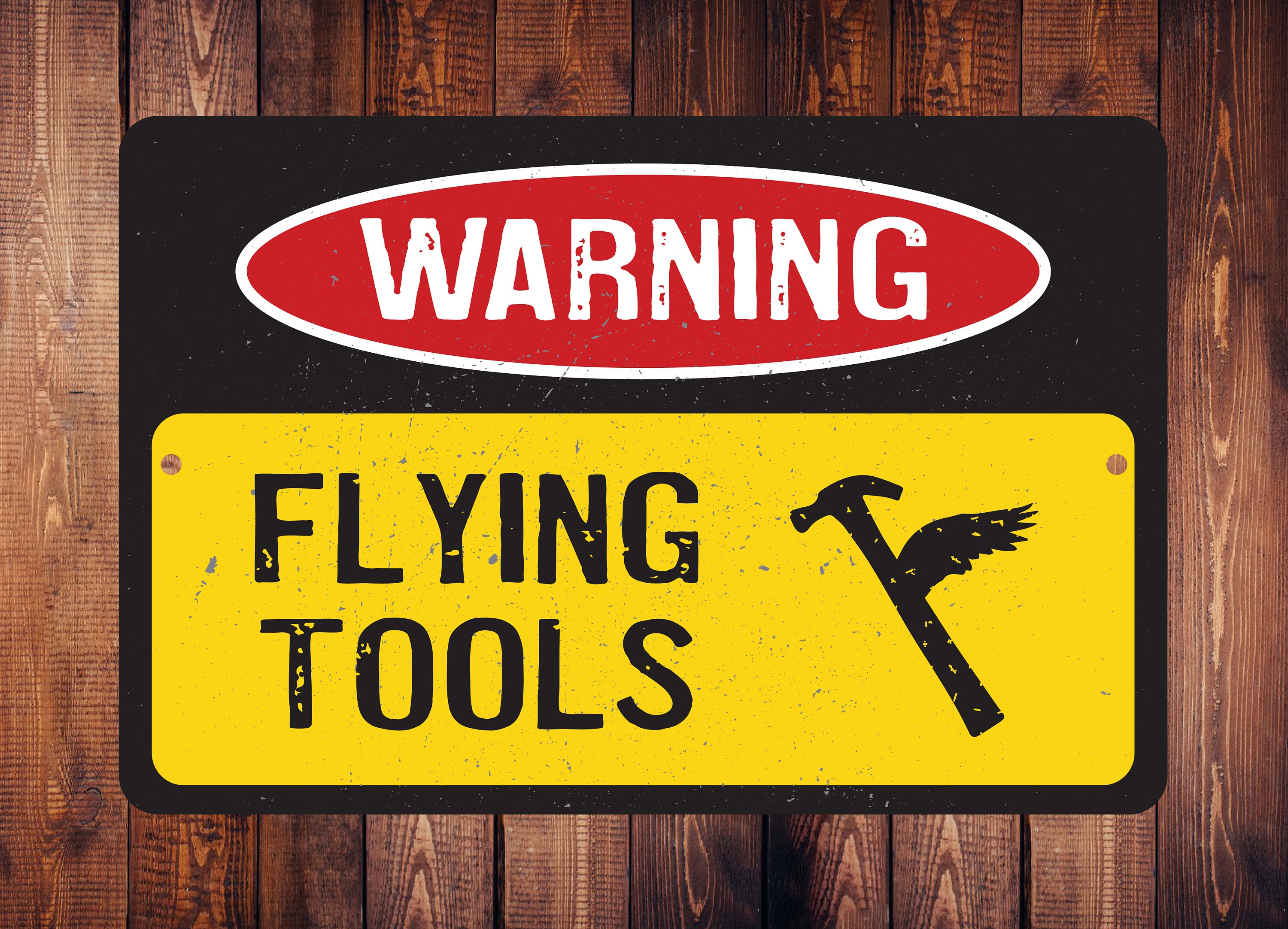 Warning: Flying Tools 2 Color Options Aluminum Garage Sign - Etsy