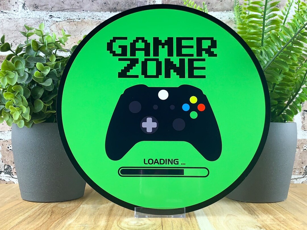 Gamer Zone Aluminum Sign L Gaming Room Decor Round Metal Workshop Sign ...
