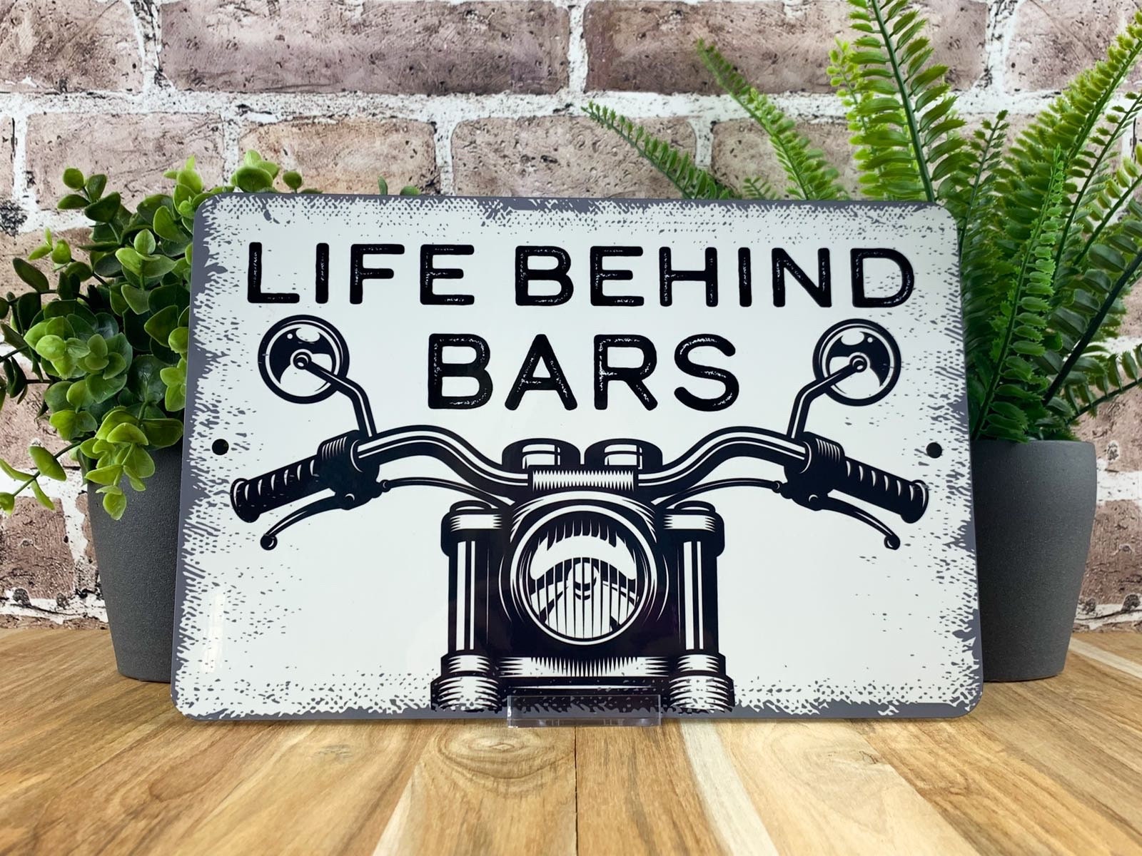 Life Behind Bars Motorcycle Garage Sign Aluminum Garage Sign Vintage ...