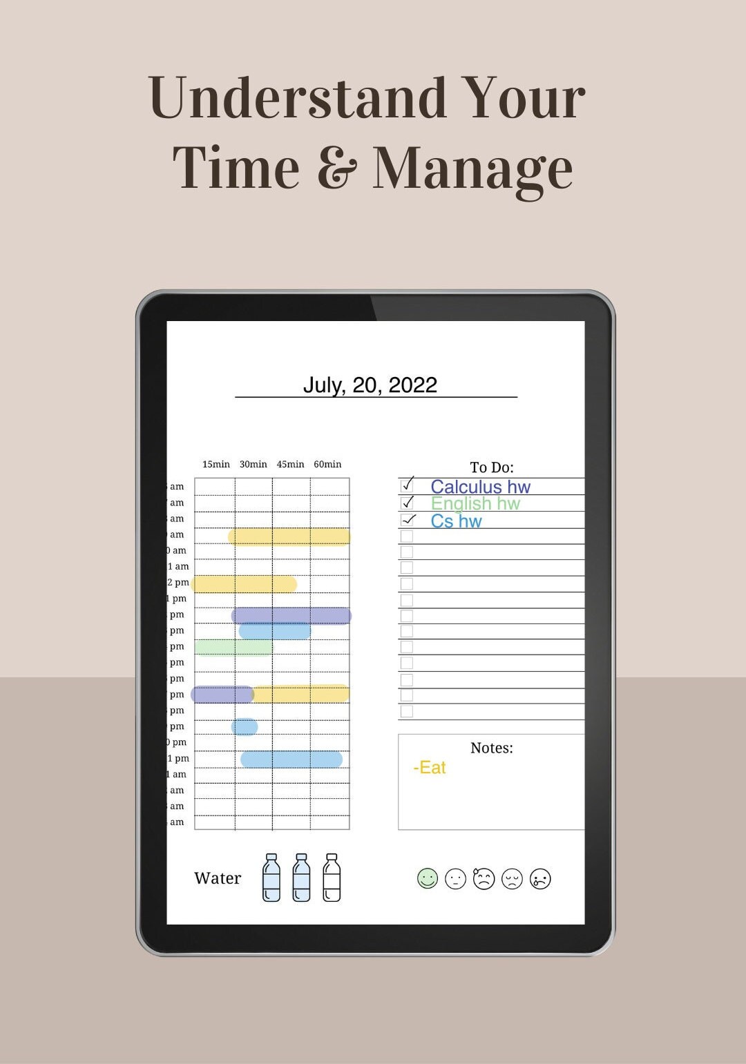 Digital OR Printout Time Management Sheet for Daily Use - Etsy
