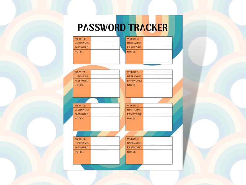 Printable Retro Password Tracker - Etsy