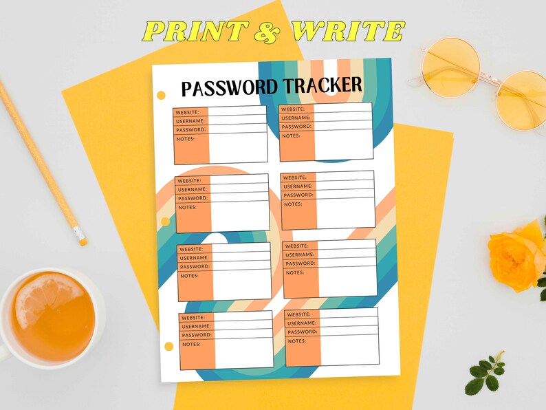 Printable Retro Password Tracker - Etsy