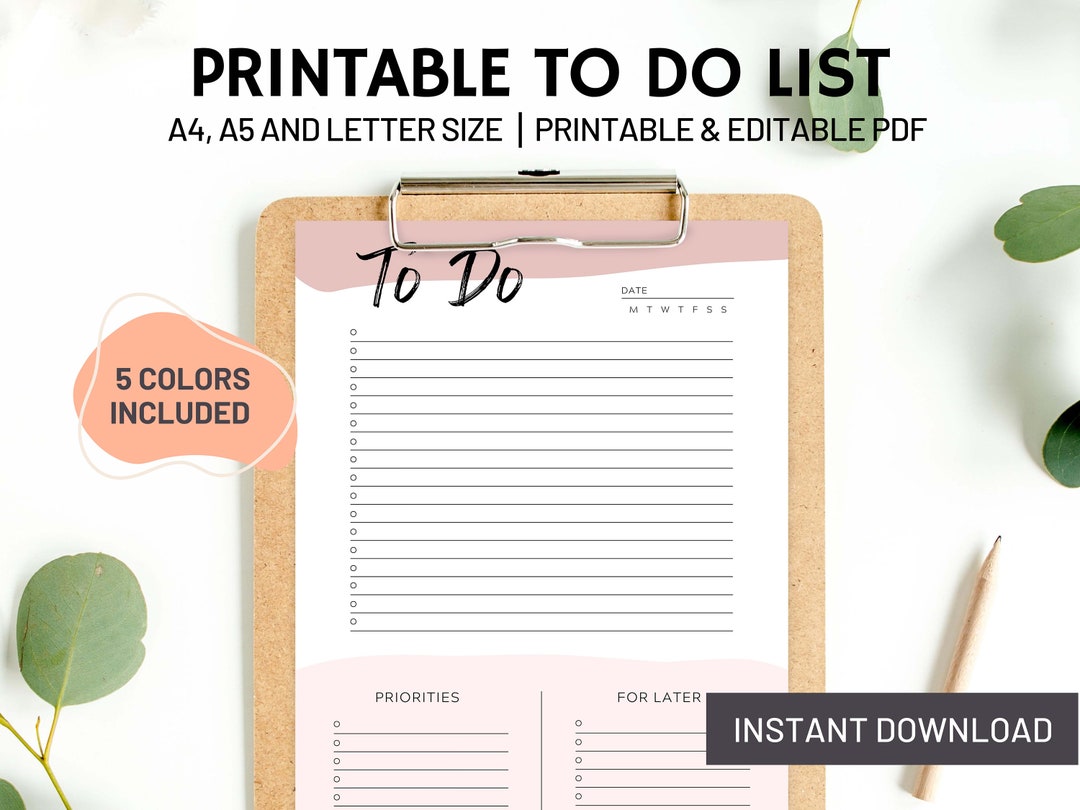 Printable Minimalist Daily To-do List Planner - Etsy