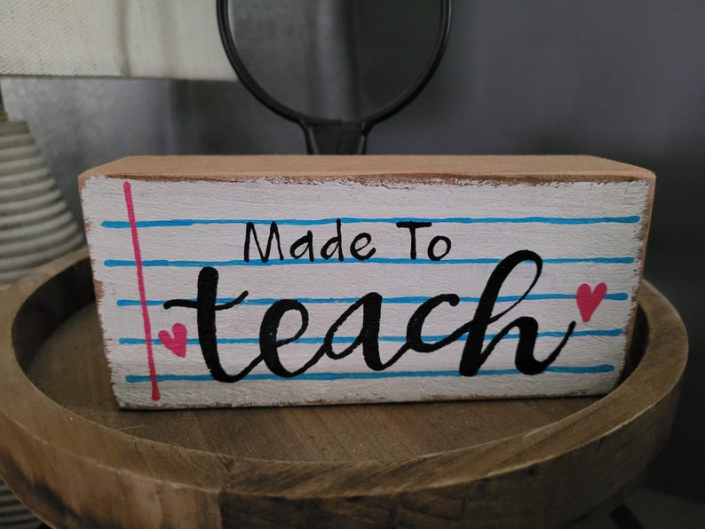 Handpainted Wood Block: Teacher Gift, Shelf Sitter - Etsy