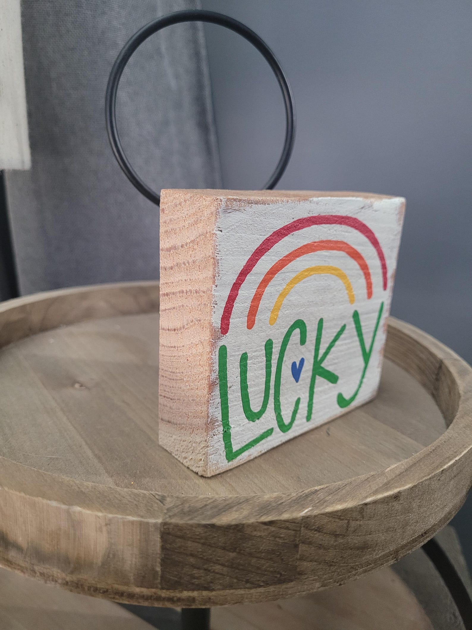 Lucky Rainbow Wood Block. St Patricks Day Decor. Wood Blocks. - Etsy
