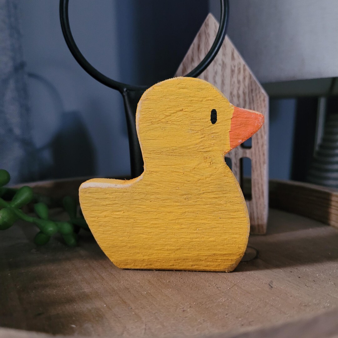 Wood Yellow Duck. Shelf Sitter. Tiered Tray Decor. Bathtime Yellow Duck ...