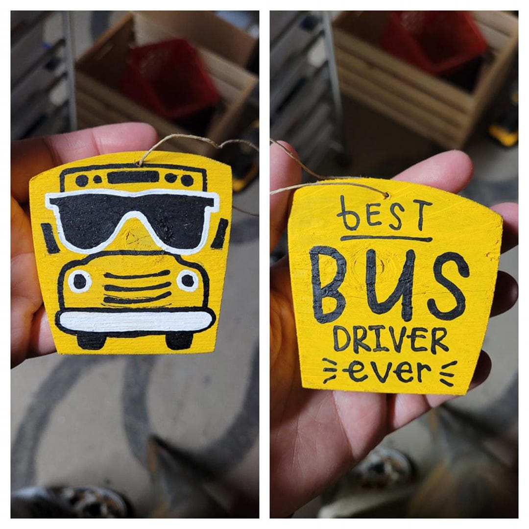 Hand Painted School Bus Driver Wood Ornament: Hanging Gift - Etsy
