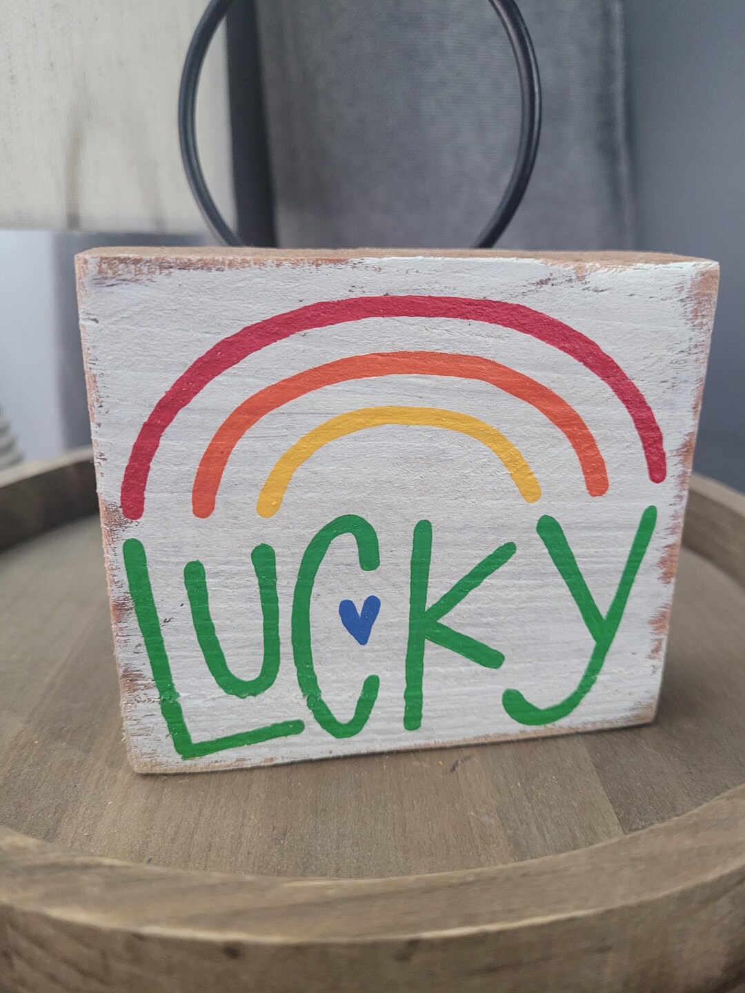 Lucky Rainbow Wood Block. St Patricks Day Decor. Wood Blocks. - Etsy