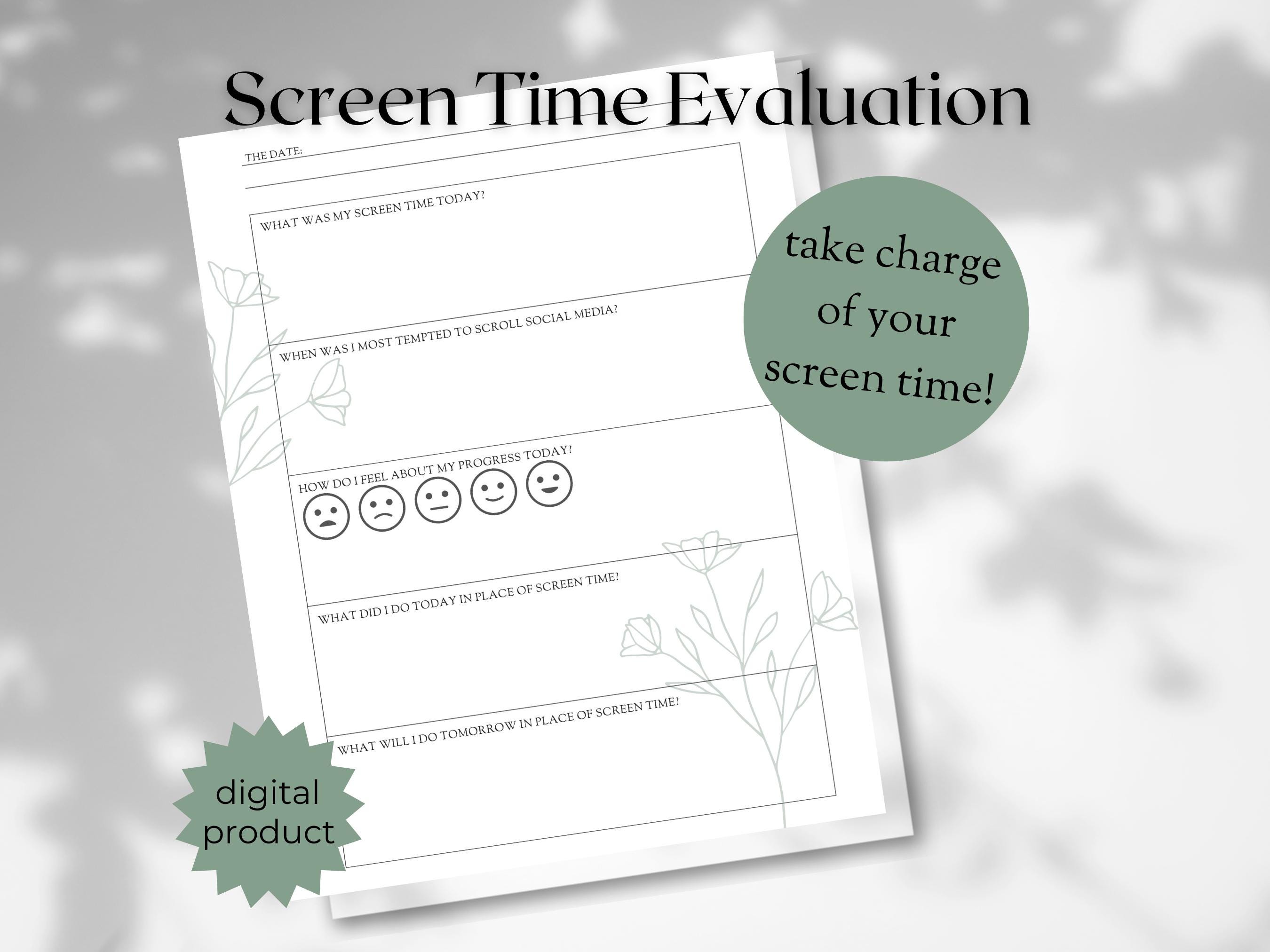 Screen Time Detox Tracker Check-in Worksheet for Digital Detox and ...