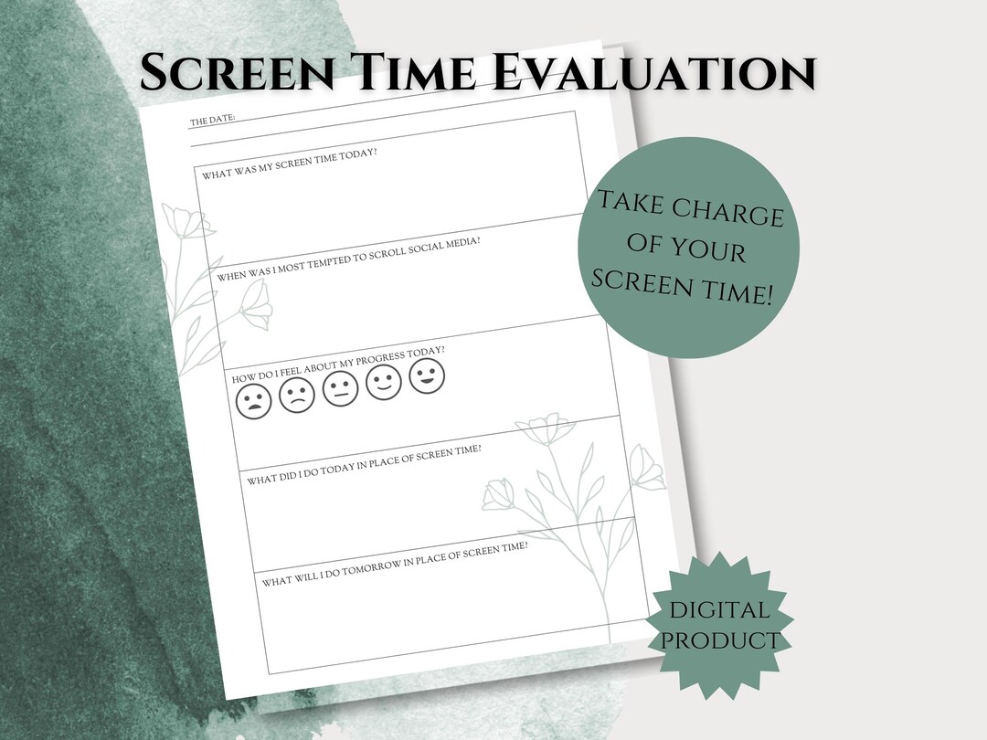 Screen Time Detox Tracker Check-in Worksheet for Digital Detox and ...