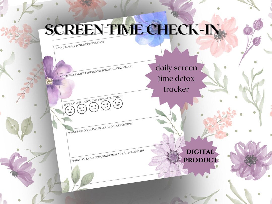 Screen Time Detox Tracker Check-in Worksheet for Digital Detox and ...