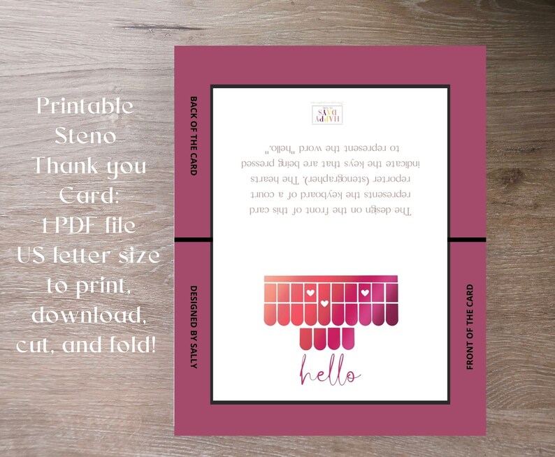 Printable Court Reporter Greeting Card, Instant Download 4x6 Inch Hello ...