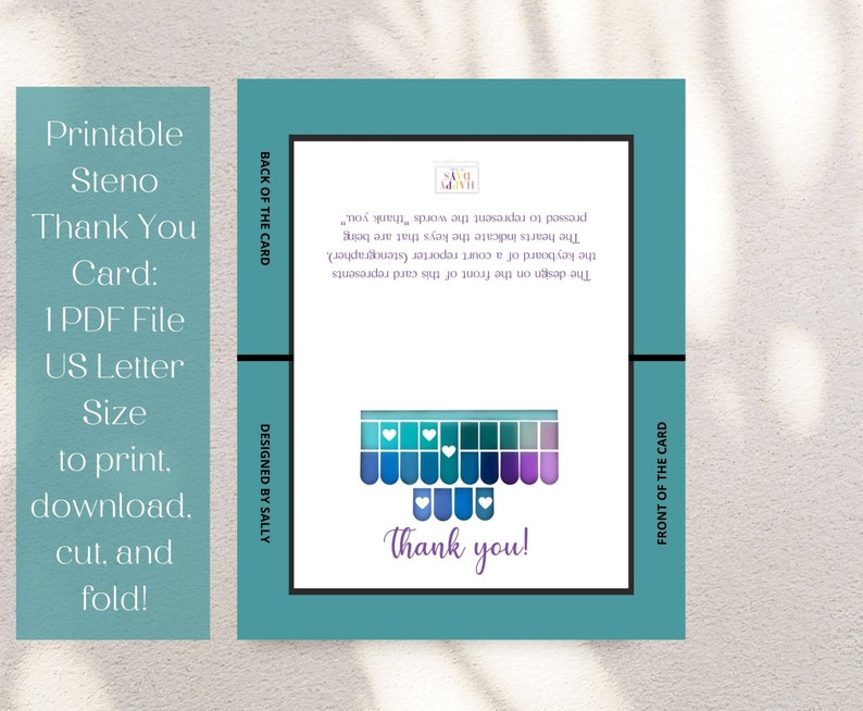 Tarjetas de agradecimiento imprimibles para taquígrafos y - Etsy México