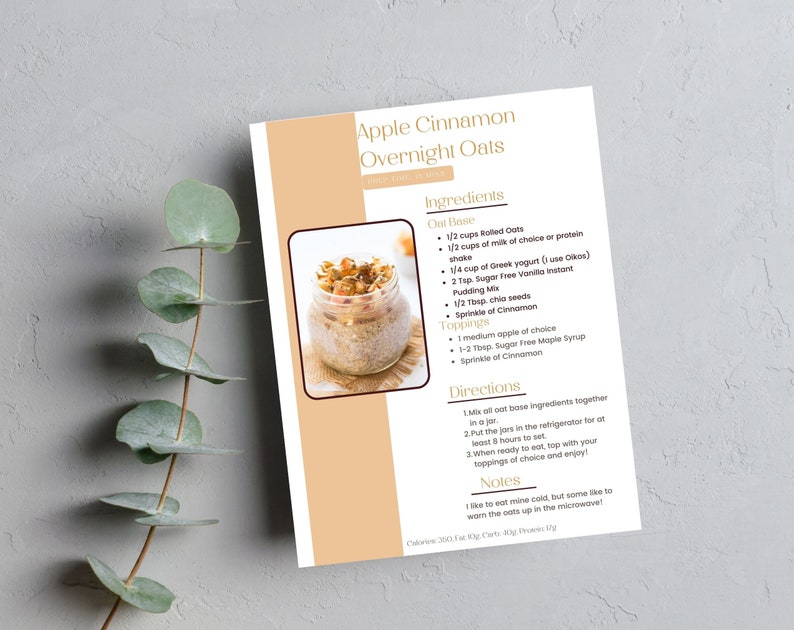 Minimalist Editable Recipe Template With Photo, Printable Recipe ...