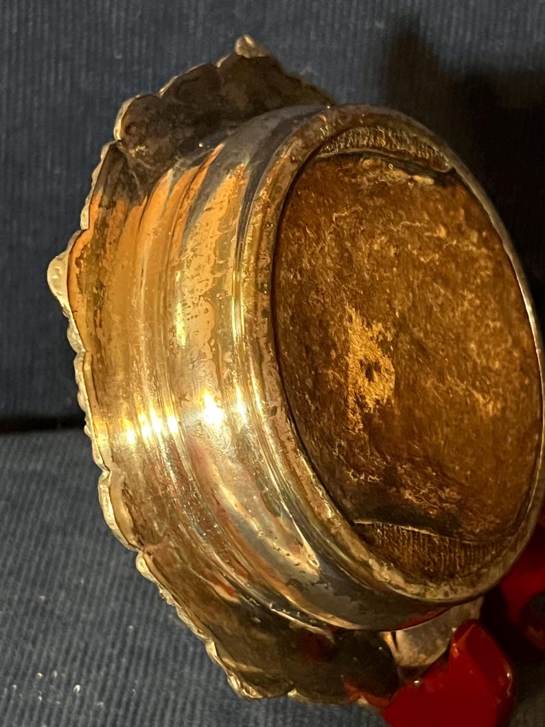 Antique Small Silver Plate Wine Bottle Coaster With Wood Base, Barware ...
