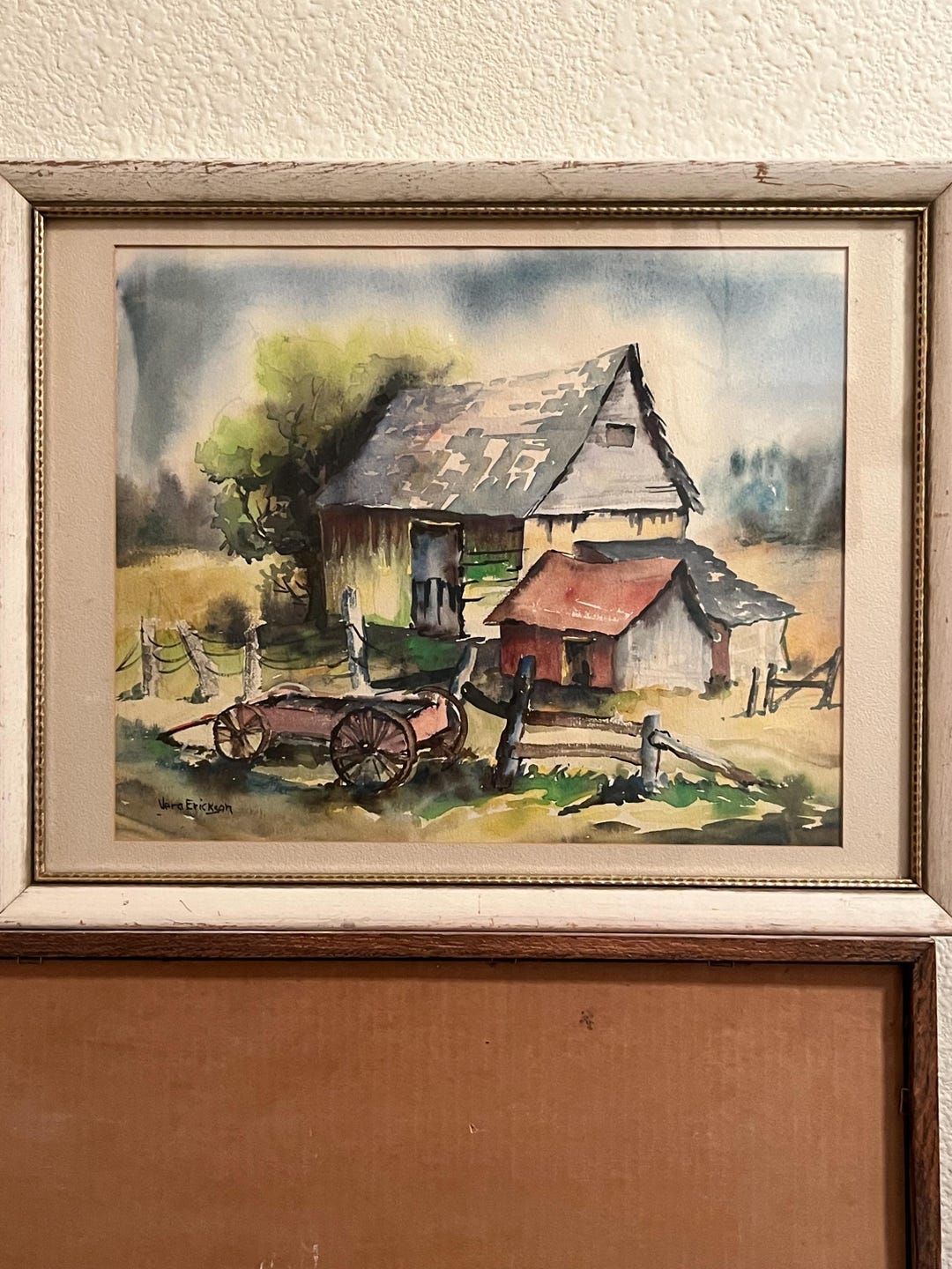Watercolor Painting by Vera Erickson. Painting of Barn and Field Scene ...