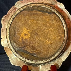 Antique Small Silver Plate Wine Bottle Coaster With Wood Base, Barware ...