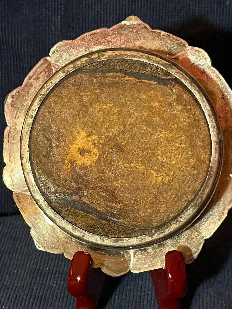 Antique Small Silver Plate Wine Bottle Coaster With Wood Base, Barware ...