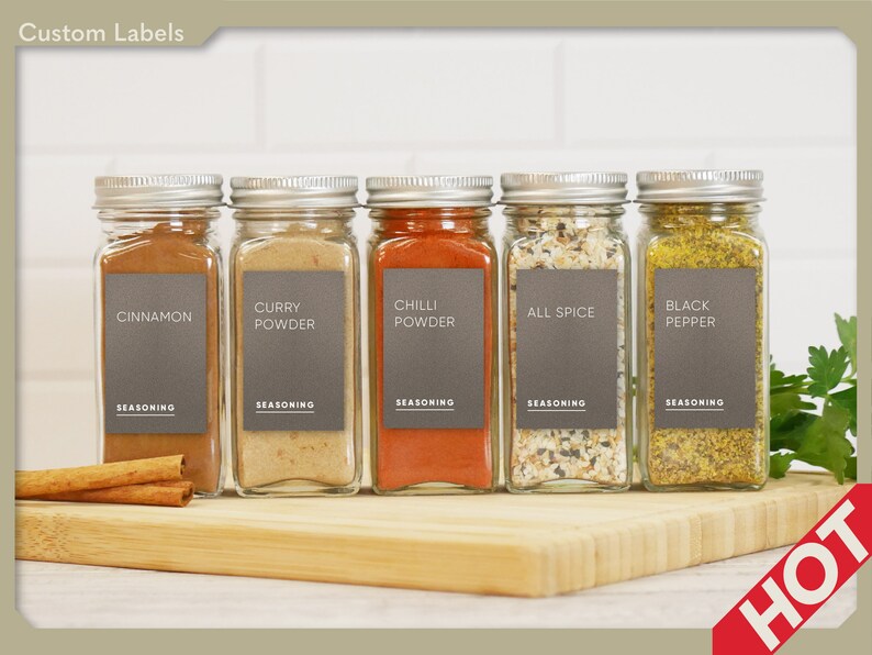 MATTE ALUMINUM, Modern Spice Labels * Waterproof and Oil Resistant - Etsy