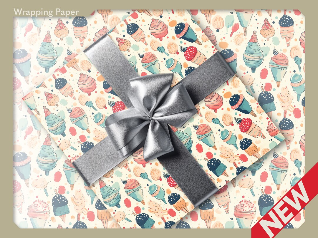 Ice Cream Cones & Popsicles Wrapping Paper - Celebration Wrapping Paper ...
