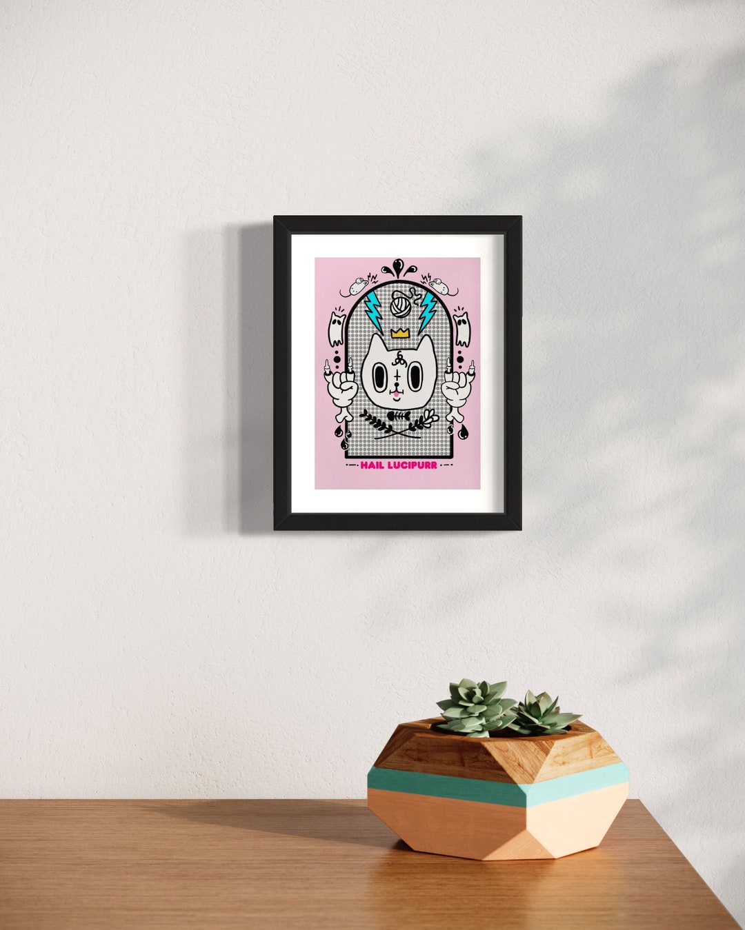 Cute Art Print Hail Lucipurr Cat Kawaii Small Goth - Etsy