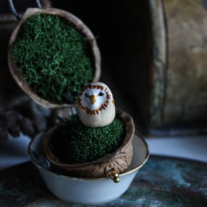 Medium Clay Owl - Handmade Barn Owl - Walnut Shell Gift Box Included ...