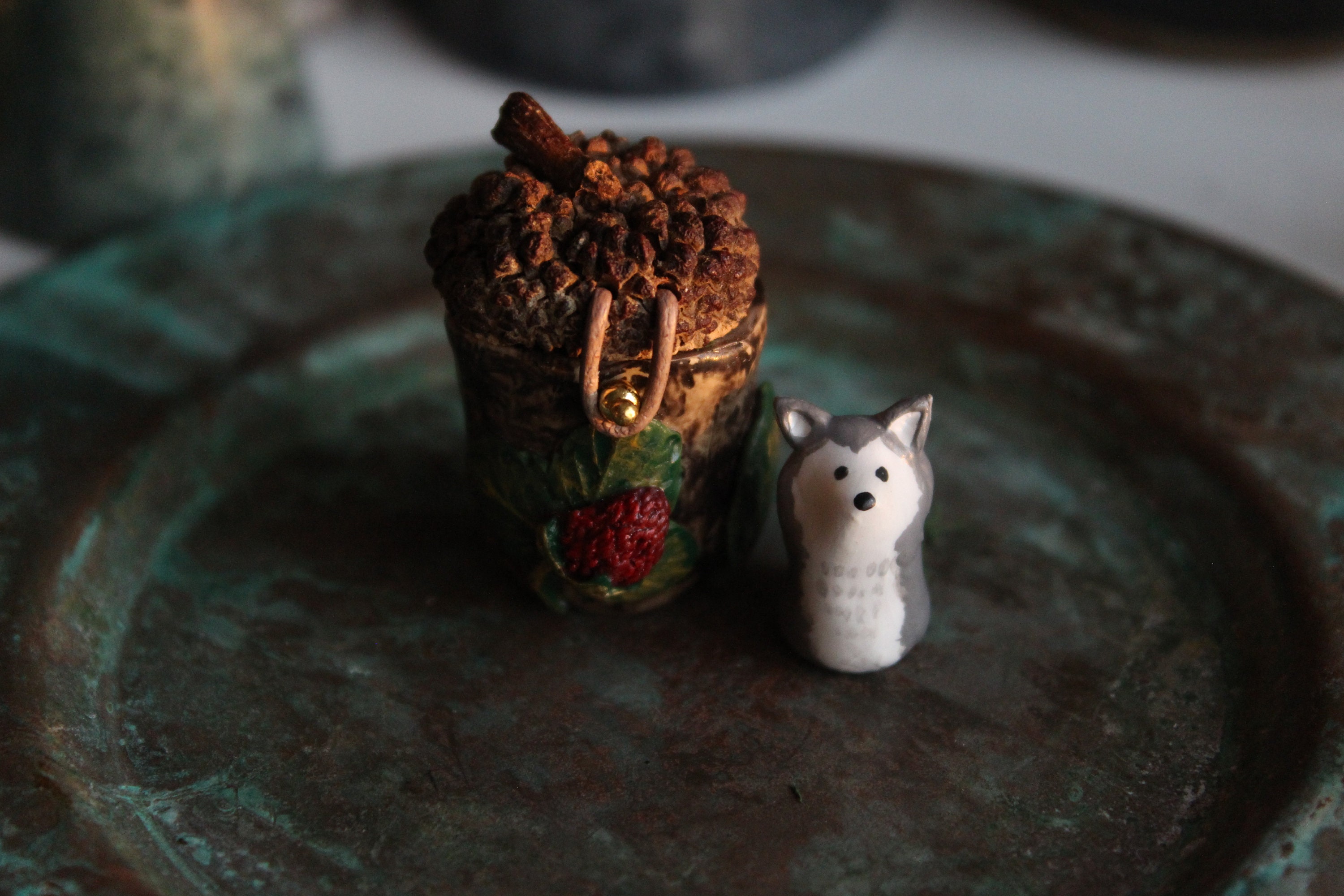 Tiny Wolf Miniature Figurine Walnut Shell Box Included - Etsy